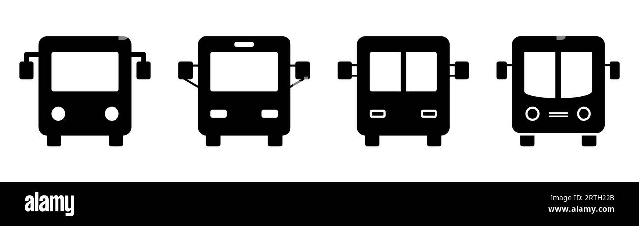 Set of bus icon. School bus icon in black. Auto symbol. Black bus icon ...