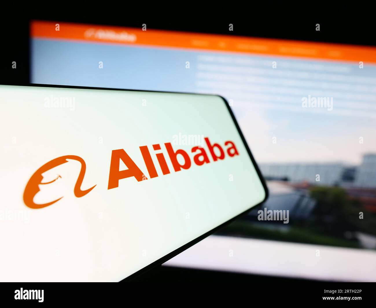 Smartphone with logo of Chinese company Alibaba Group Holding Limited ...