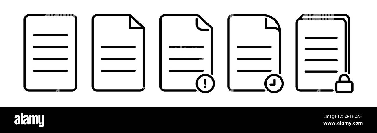 File icon set. Outline document symbol. Clipboard in line. Outline file icon. Linear document ...