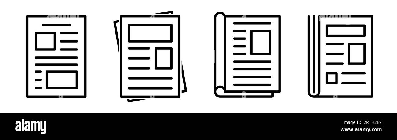 Newspaper icon set. Journal sign in line. Outline newspaper icon ...