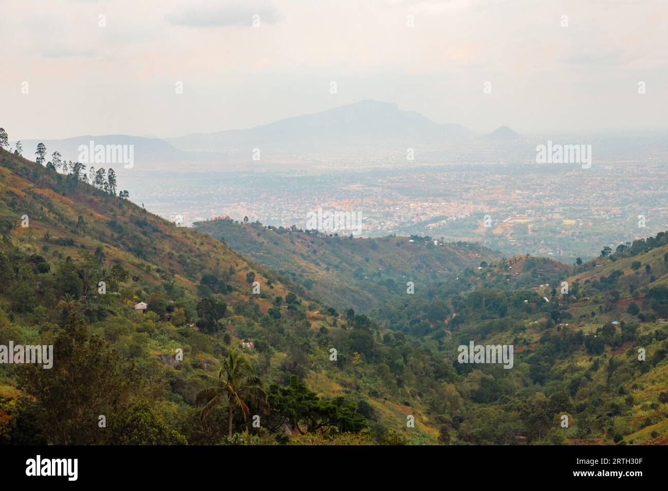 Aerial view of Morogoro Town seen from Uluguru Mountains in Tanzania ...