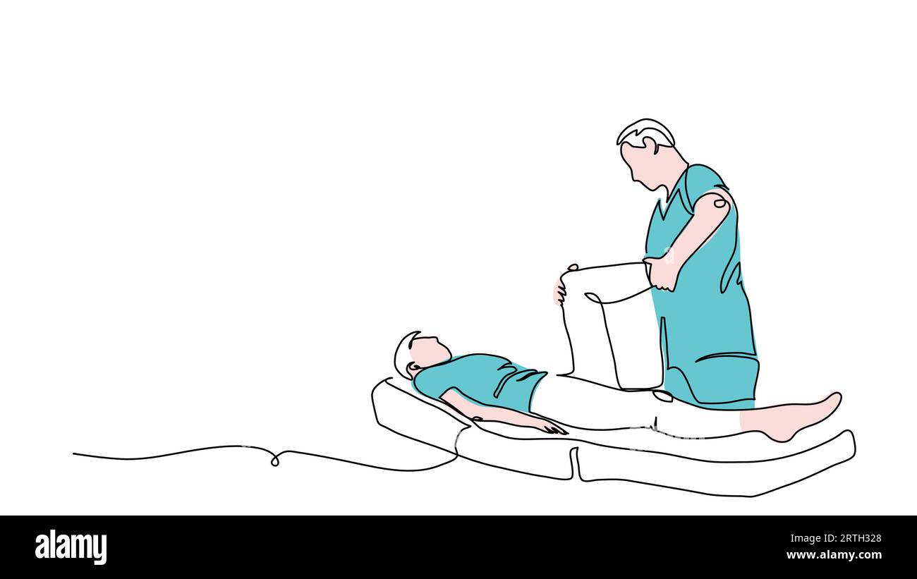 Leg rehabilitation therapy, massaging on a table. Physiotherapy ...