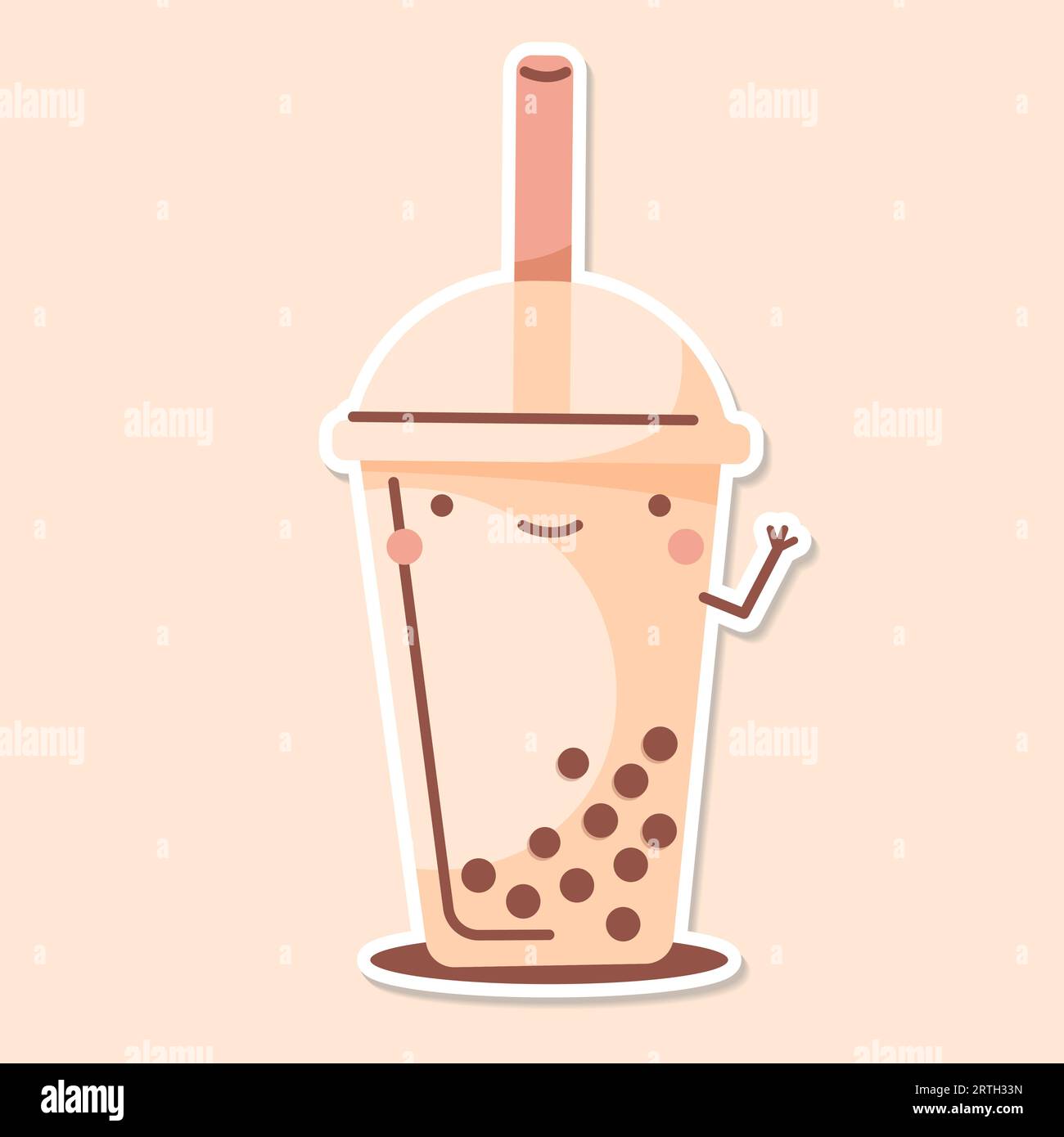 MILK TEA cup cute sticker beige background vector Stock Vector Image ...