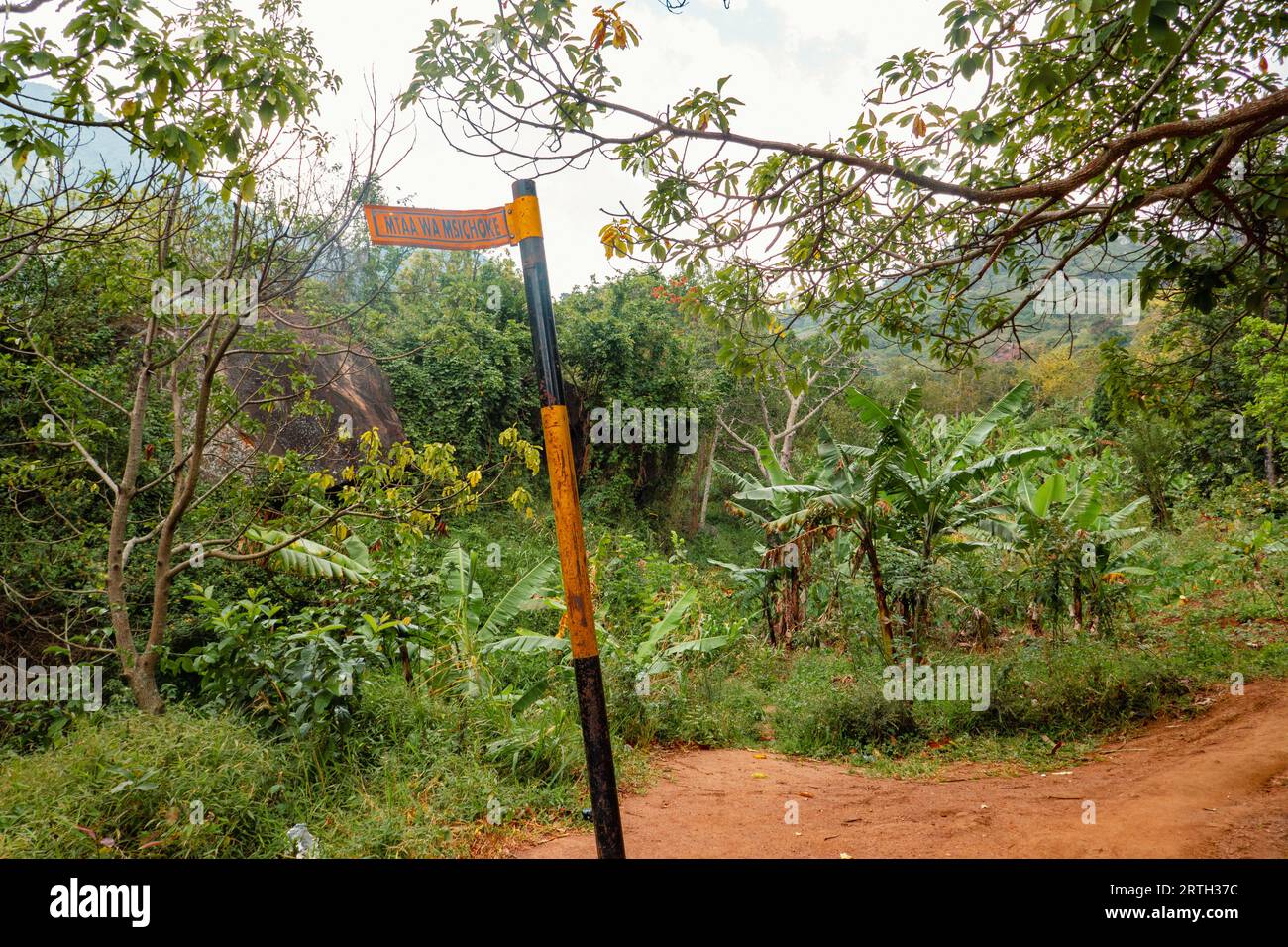 A road sign in the mountains in Uluguru Mountains, Morogoro Town ...