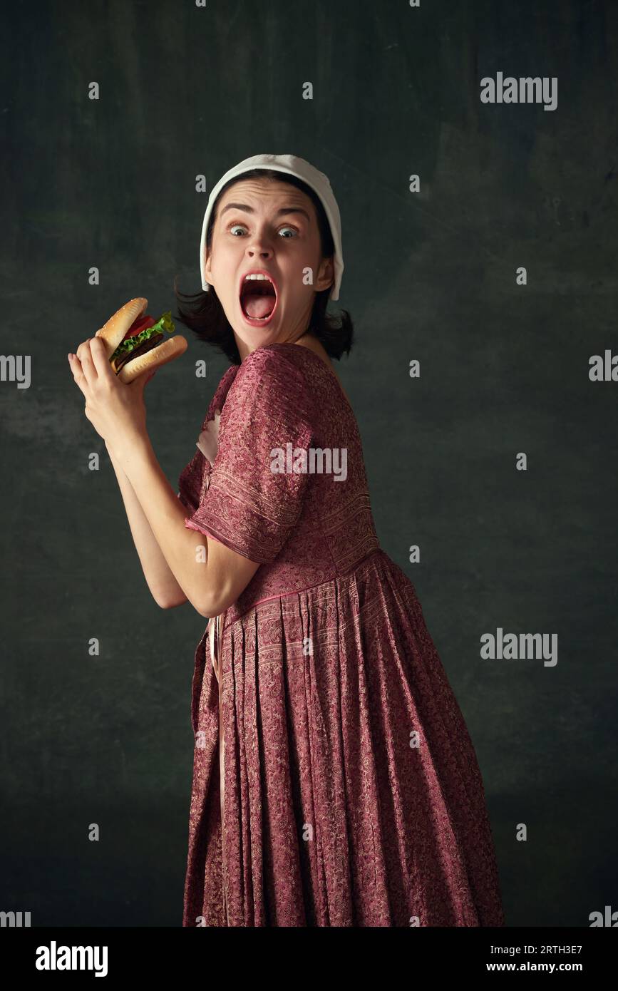 Medieval woman in historical attire, dress in image of renaissance maid ...