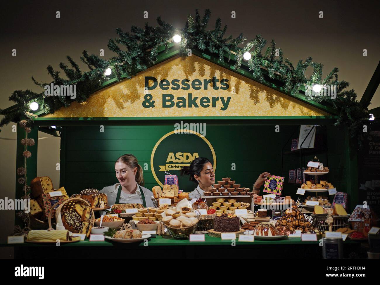 The desserts and bakery stall at Asda's Christmas preview event at the ...