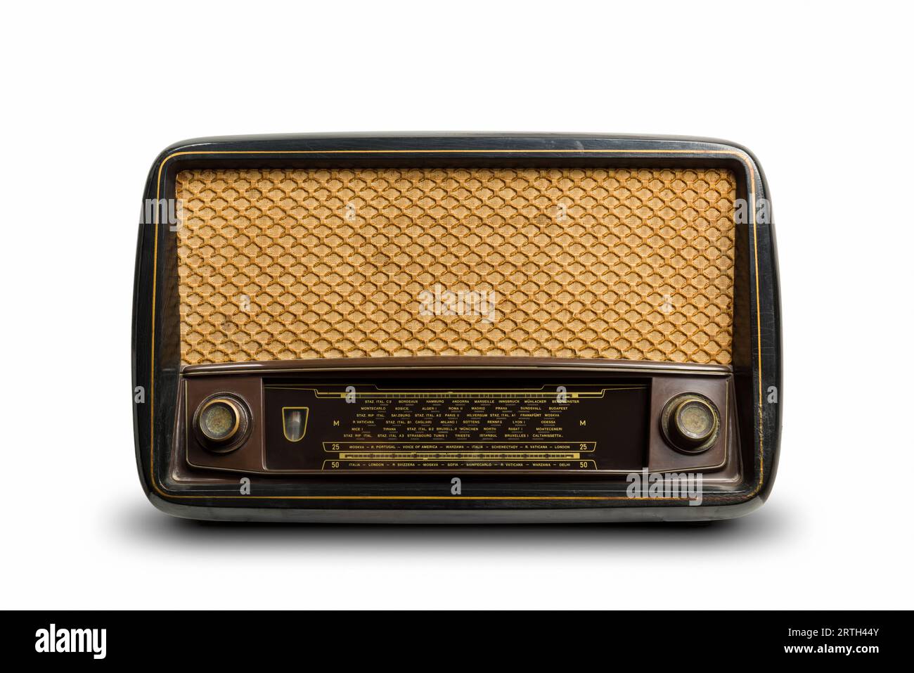 Antique radio on white background Stock Photo - Alamy