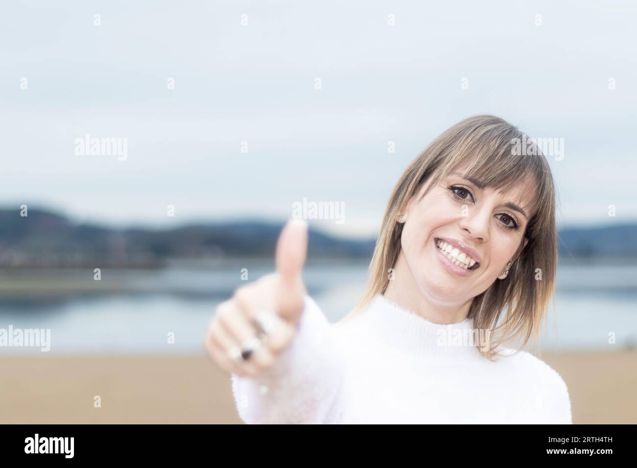Embodying Positivity: Beautiful Woman s Joyful Moment on the Beach ...