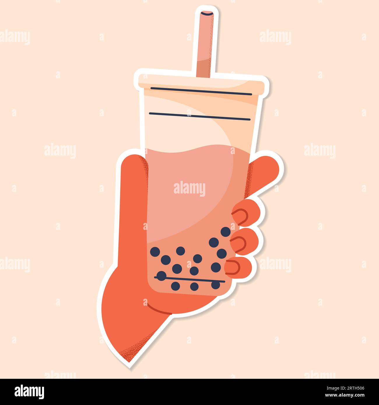 MILK TEA cup with hand sticker beige vector Stock Vector Image & Art ...