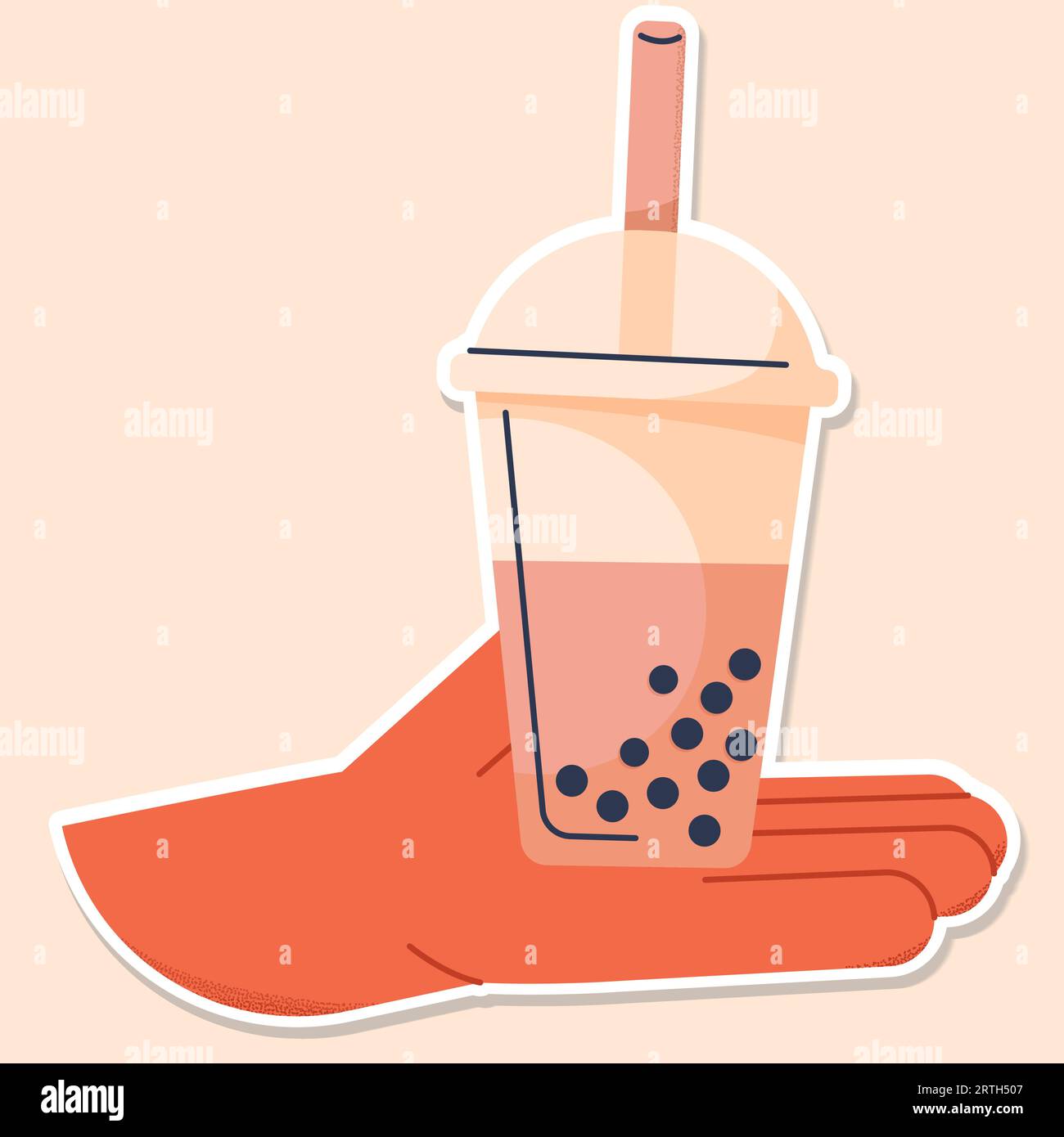MILK TEA cup with hand sticker beige vector Stock Vector Image & Art ...