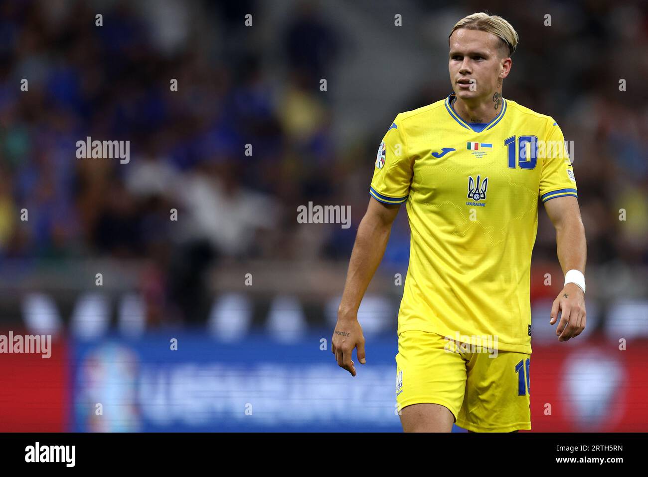 Milano, Italy. 12th Sep, 2023. Mykhailo Mudryk of Ukraine looks on ...