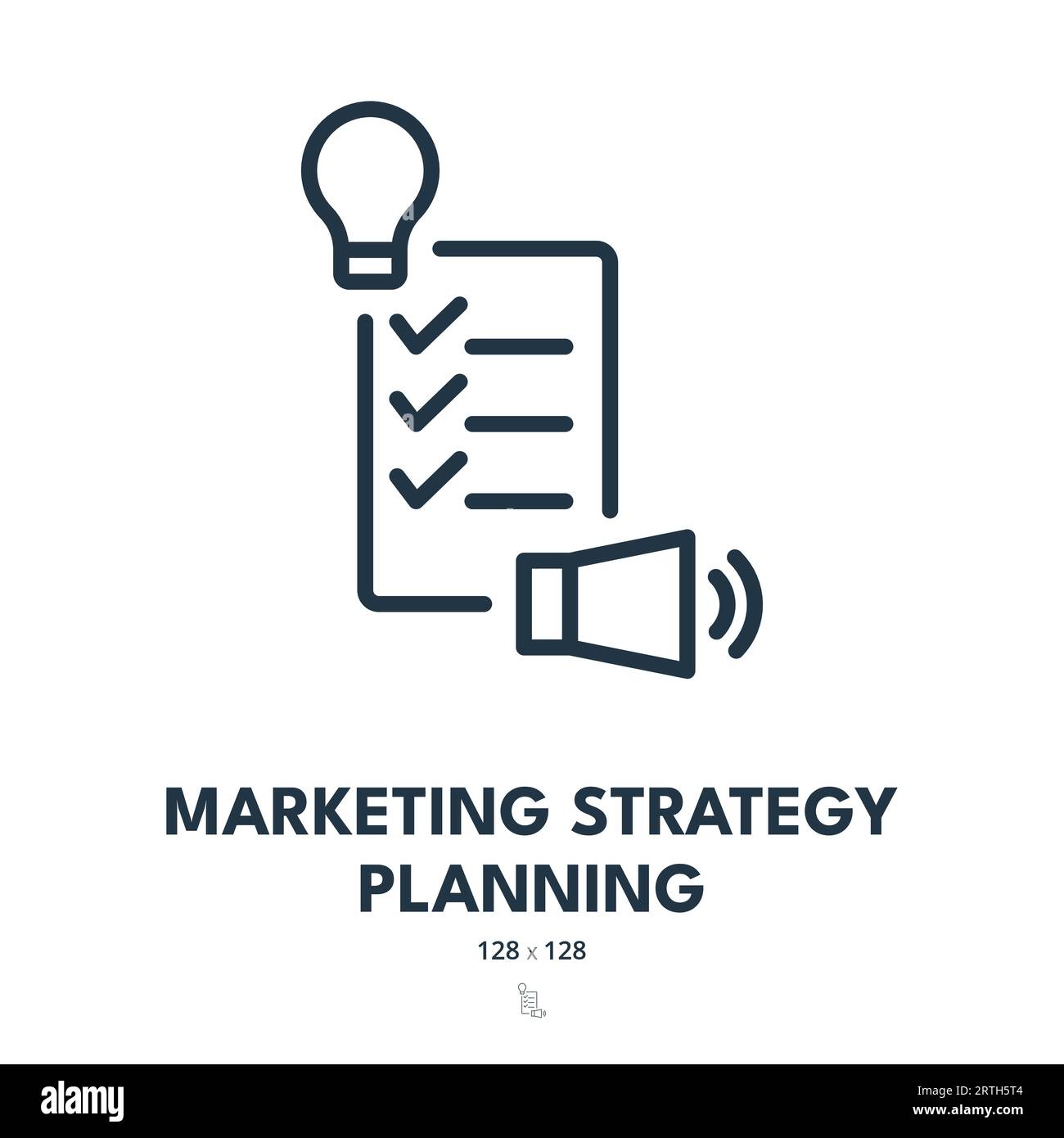 Marketing Strategy Planning Icon. Project, Plan, Campaign. Editable Stroke. Simple Vector Icon ...