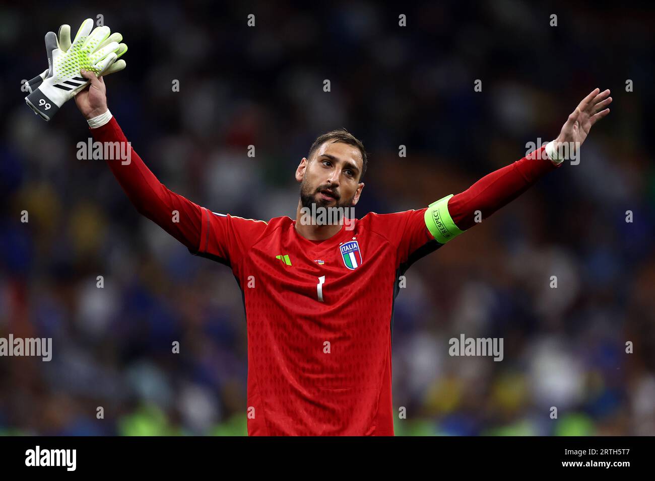 Milano, Italy. 12th Sep, 2023. Gianluigi Donnarumma of Italy celebrates ...
