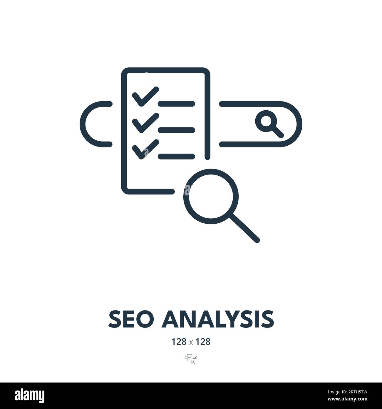 SEO Analysis Icon. Search Bar, Optimize, First Place. Editable Stroke ...