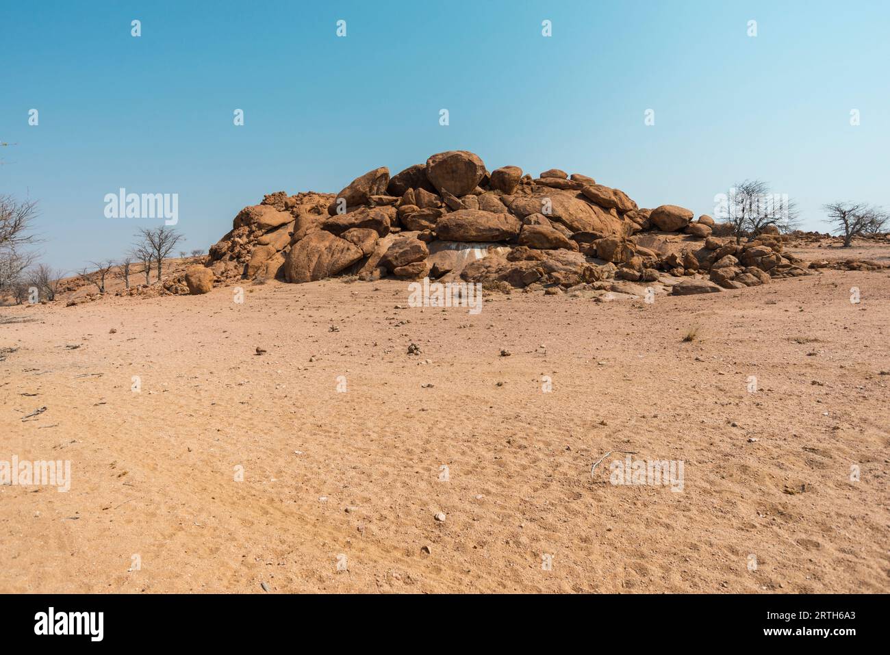 desert landscape with big boulders heap in Namibia Stock Photo - Alamy