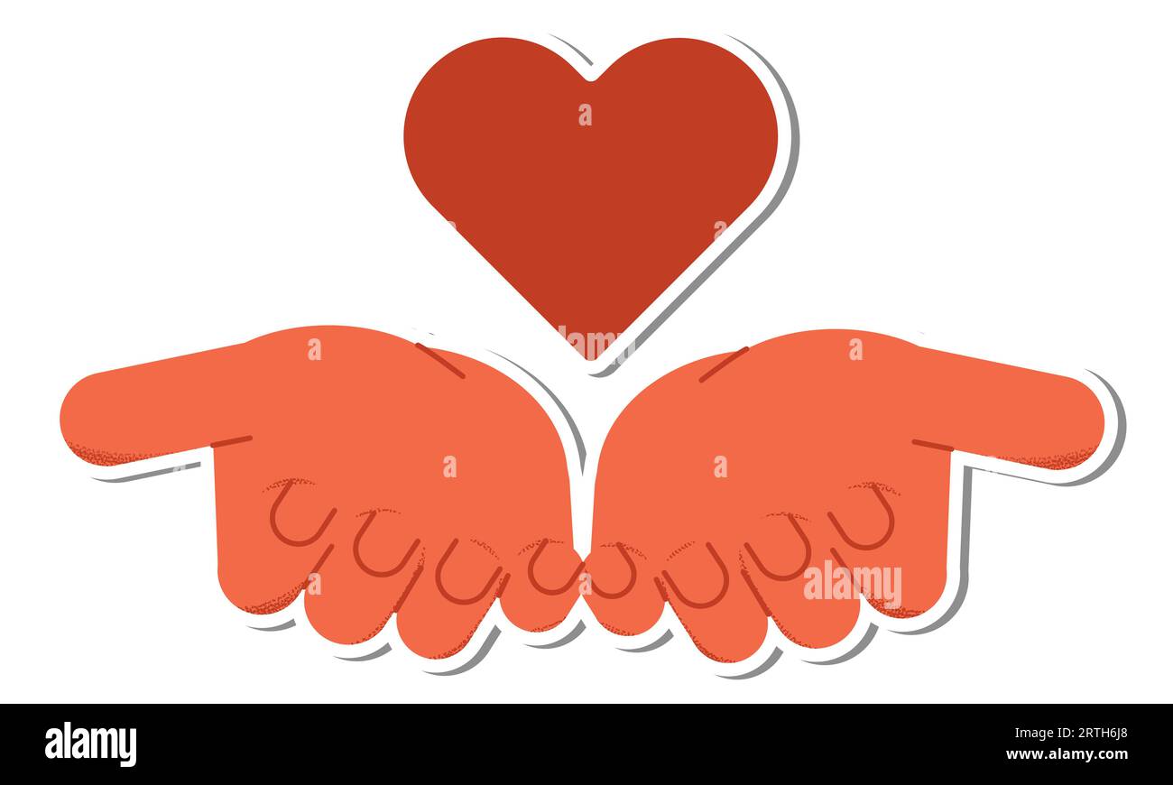 Hands holding heart emblem sticker isolated vector Stock Vector Image ...
