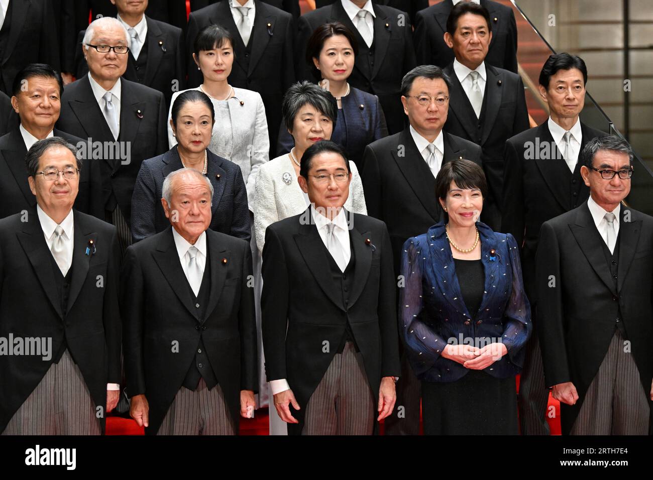 Tokyo, Japan. 14th Sep, 2023. Japan's Prime Minister Fumio Kishida (front C) and his cabinet ...