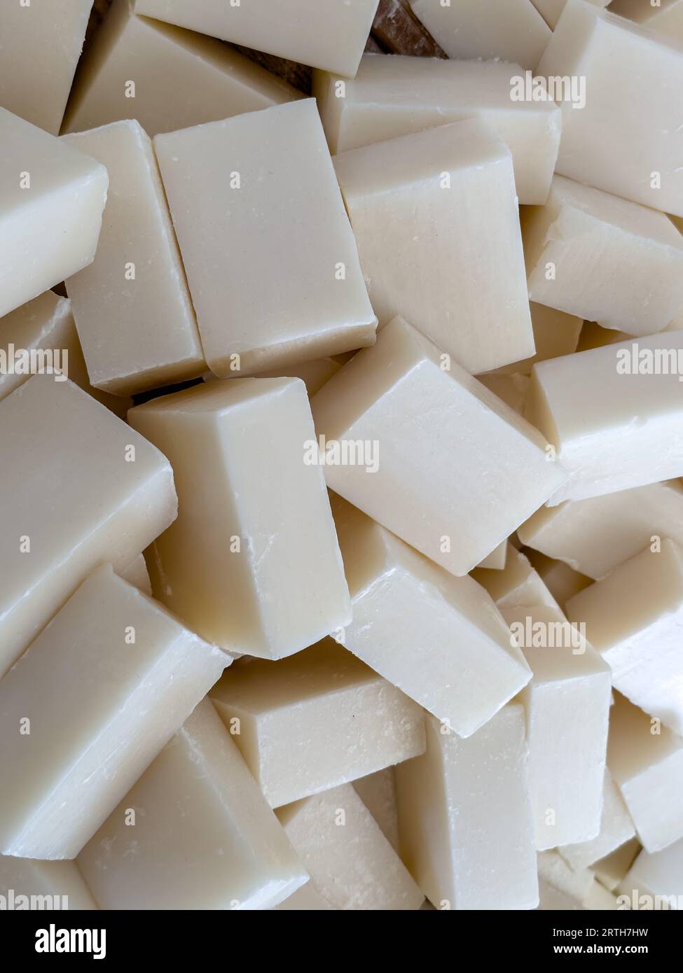 white natural olive oil soap background , Natural soap cut equally in a ...