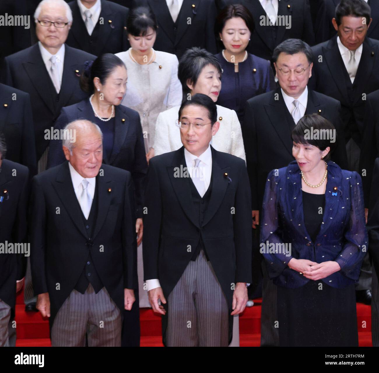 Japanese Prime Minister Fumio Kishida (front, C) and his Cabinet ...