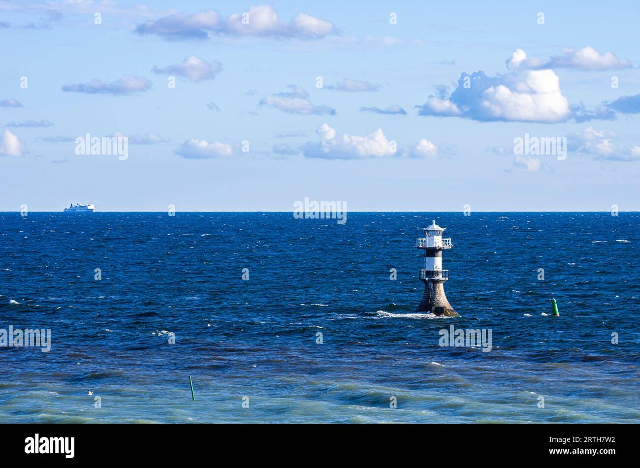 Lighthouse in the harbour entrance of Trelleborg, Skane County, Sweden ...