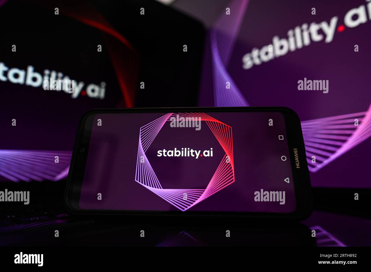 In this photo illustration Stability.Ai logo is displayed on a ...