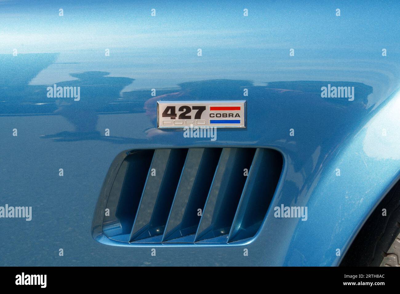 Closeup of the iconic blue Cobra 427 car logo Stock Photo - Alamy