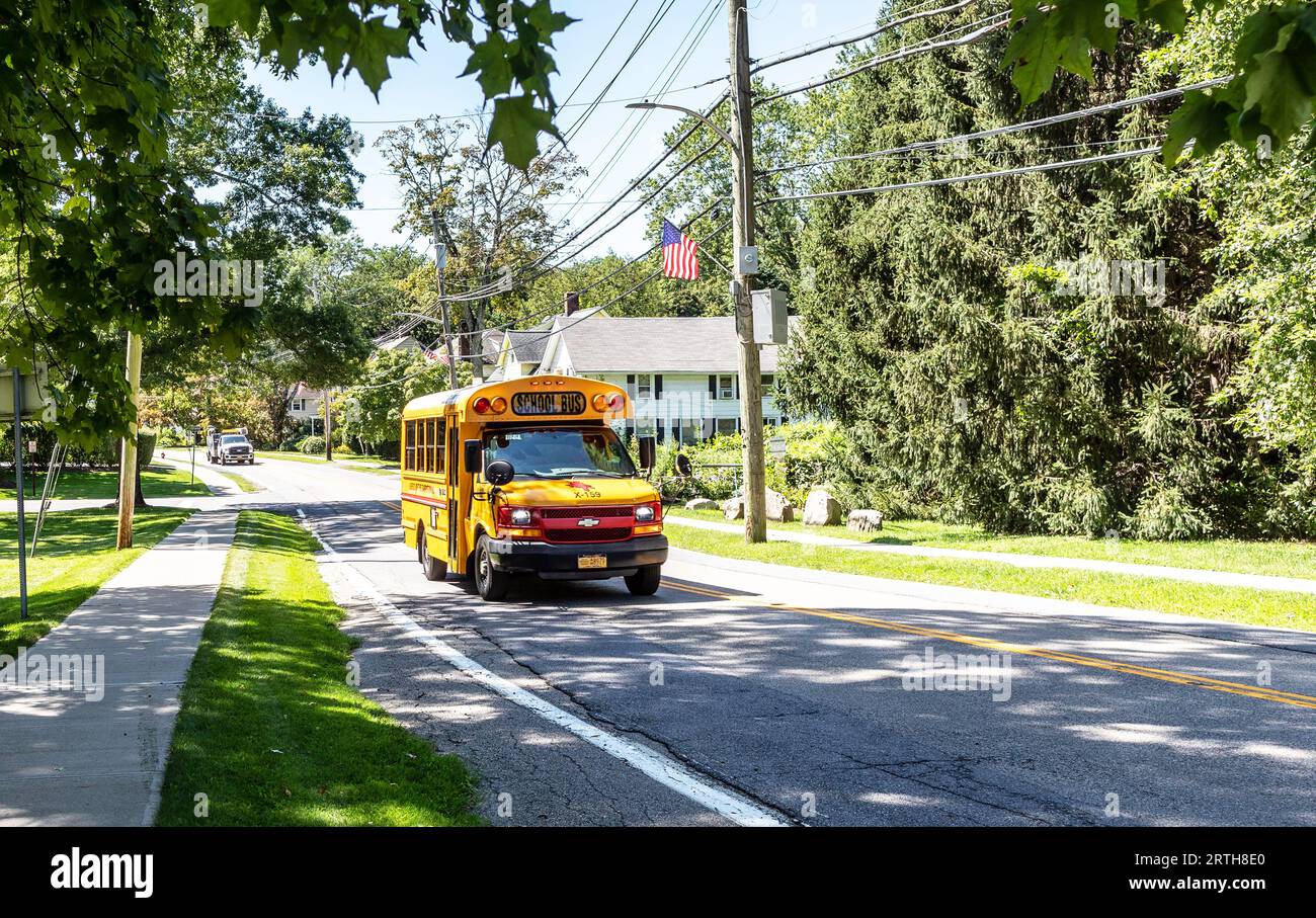 A Traditional American School Bus in Irvington New York USA Stock Photo ...
