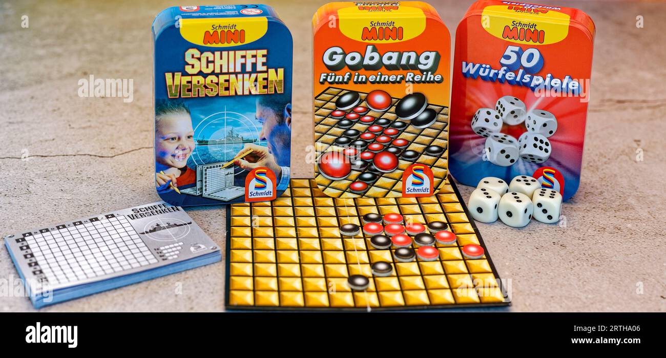 Berlin, Germany - September 10, 2023: Various packs of small games to ...