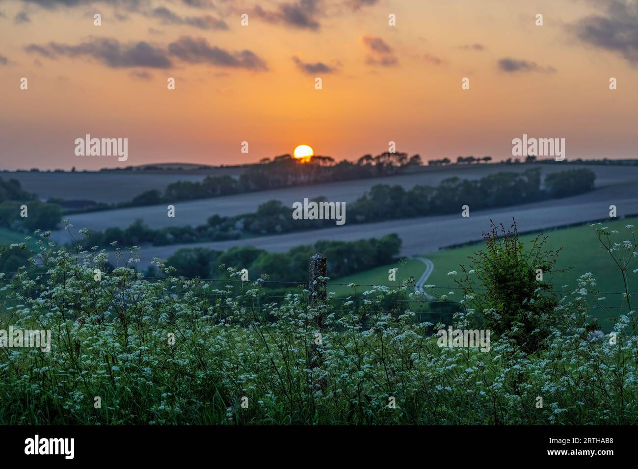 Sunset over the South Downs National Park, Brighton, East Sussex ...