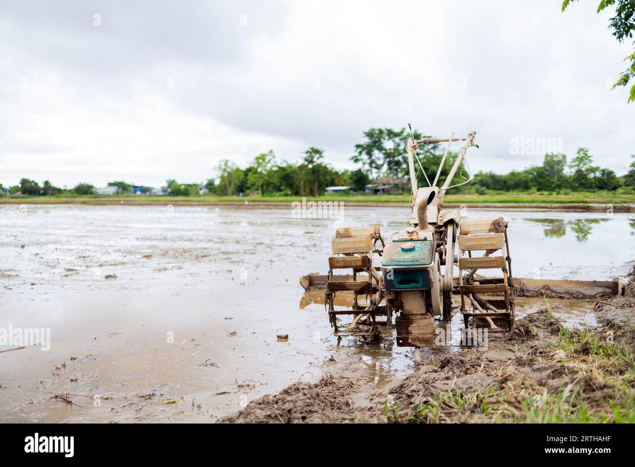 Rural Farming Scenes. Tractors and Farmers at Work in Lush Green Fields ...