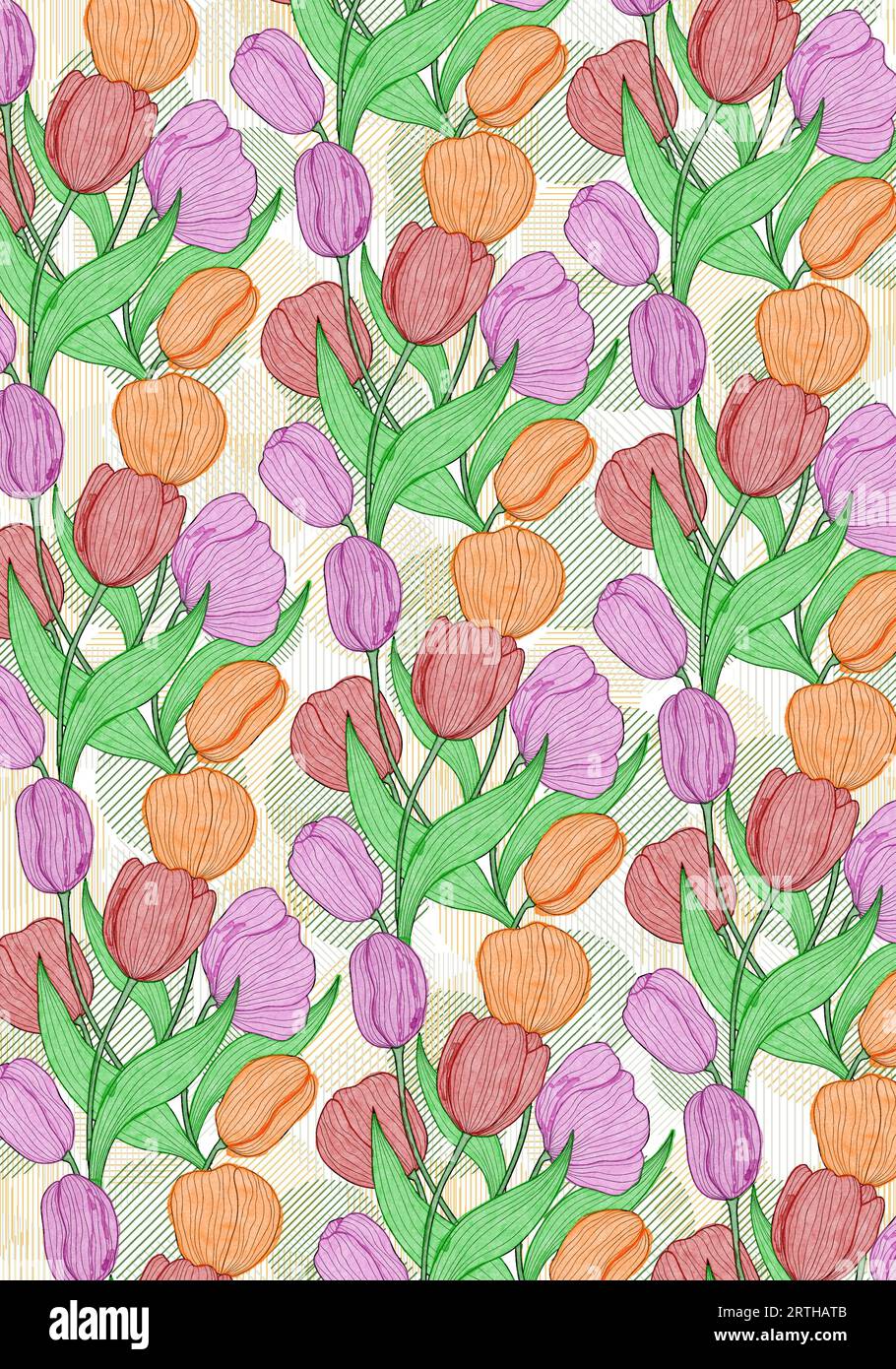 Colorful tulip flower leaf pattern wallpaper, tulip pattern, tulip ...