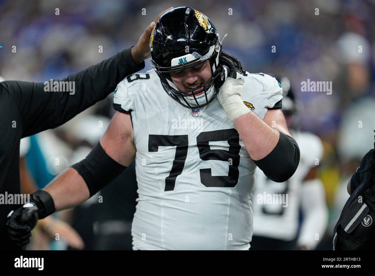 Jacksonville Jaguars center Luke Fortner (79) plays during an NFL ...