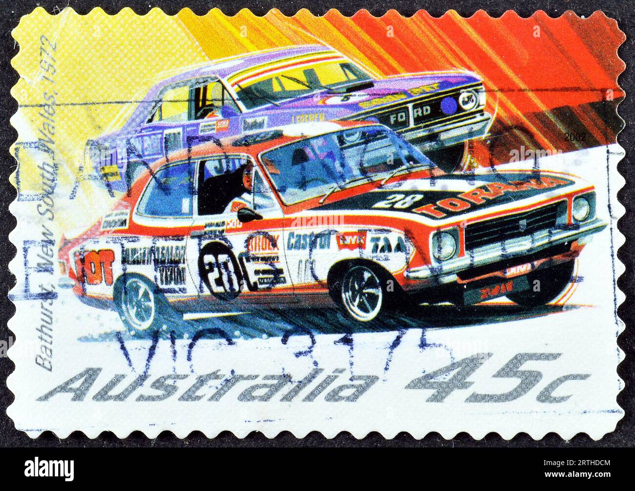 Cancelled postage stamp printed by Australia, that shows Hardie-Ferodo ...