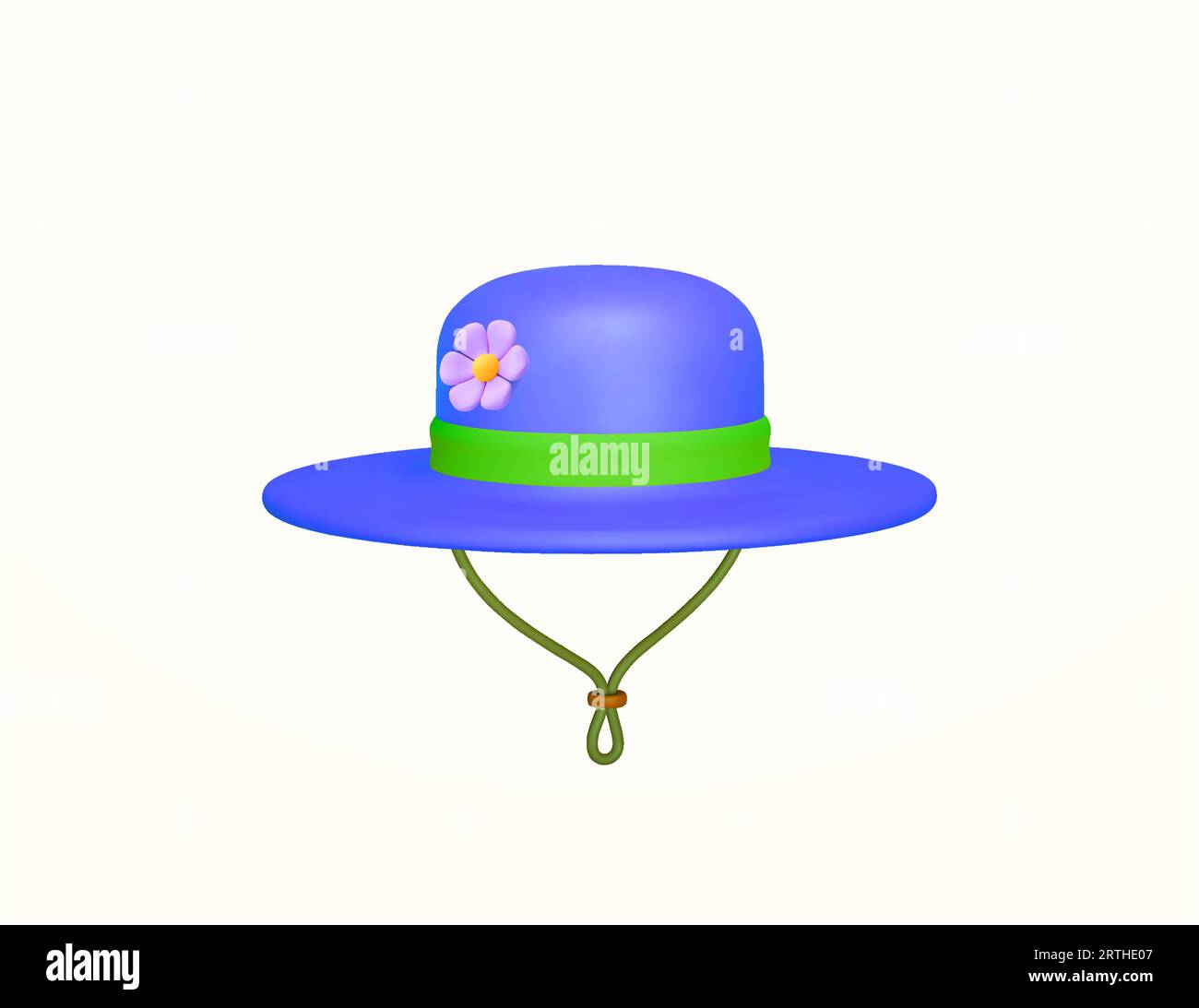 A beautiful and minimal gardening female hat with a flower on it. 3d ...