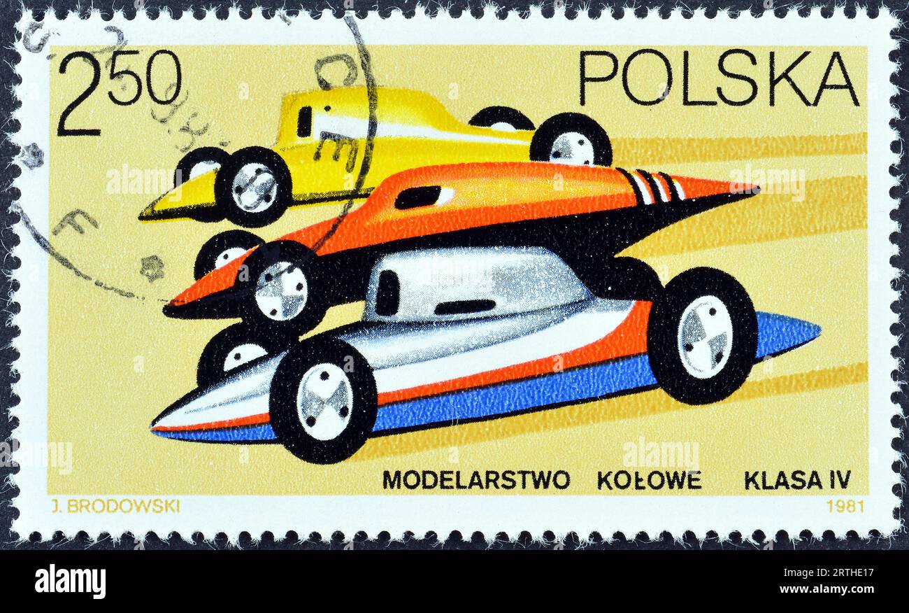 Cancelled postage stamp printed by Poland, that shows Radio-controlled ...