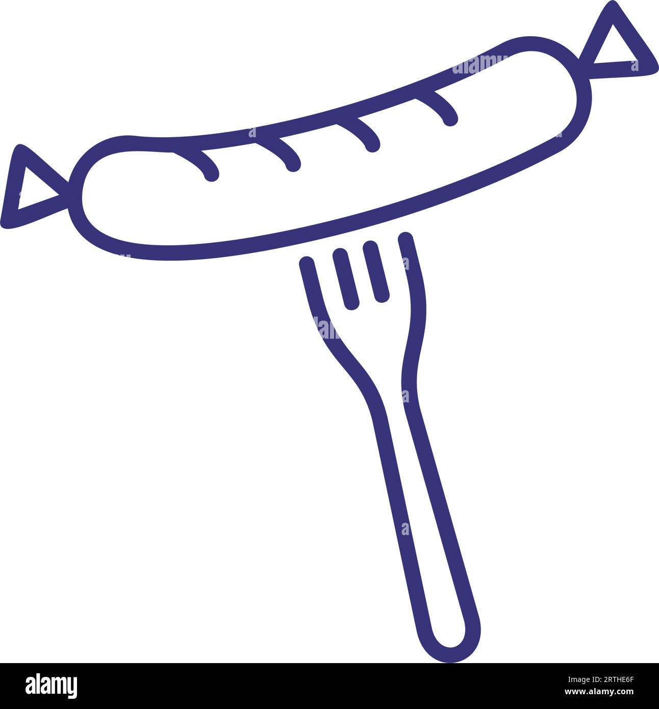 Sausage on fork line icon Stock Vector Image & Art - Alamy