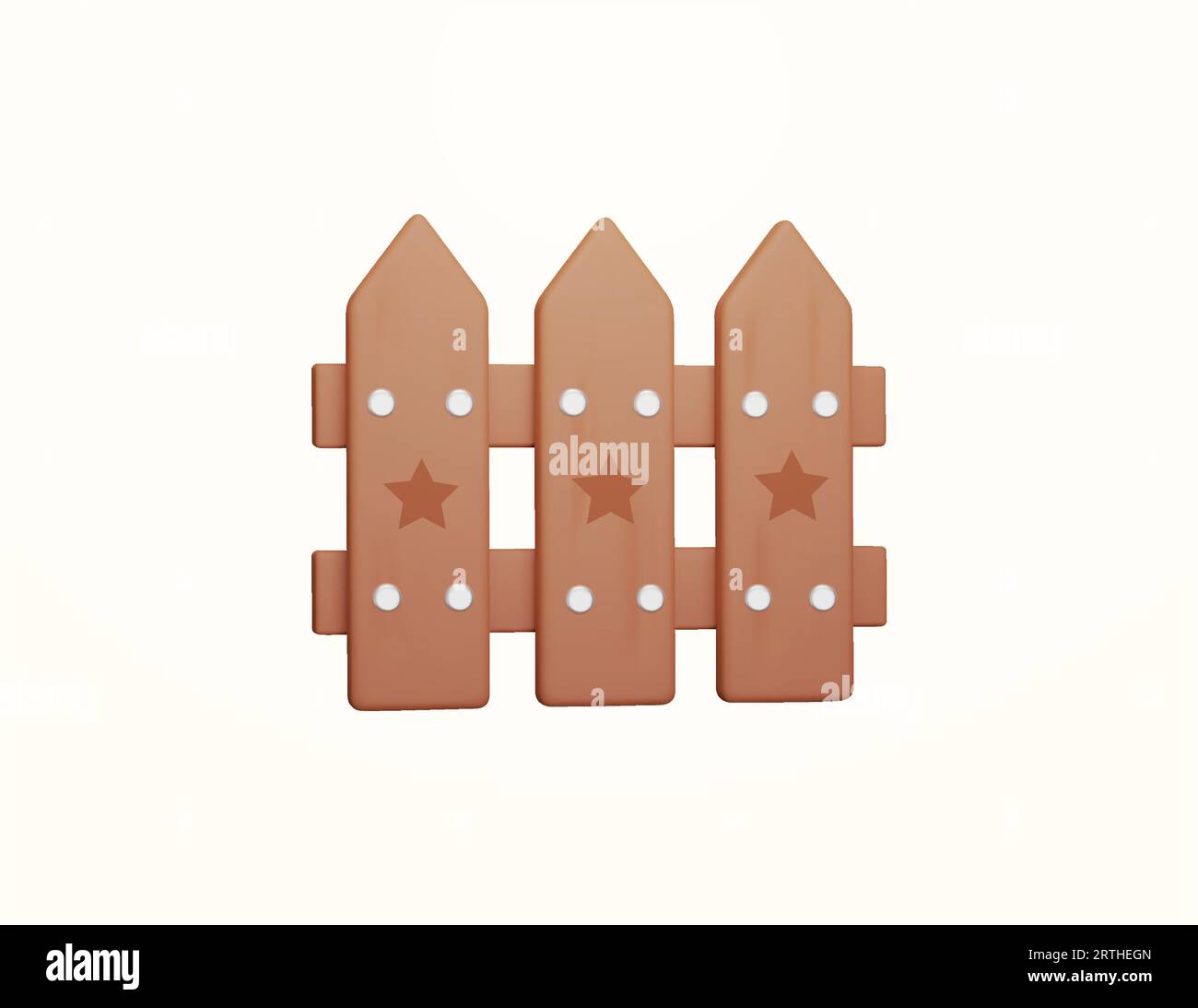 3d cute and minimal wooden fence with star decoration. 3d rendered ...