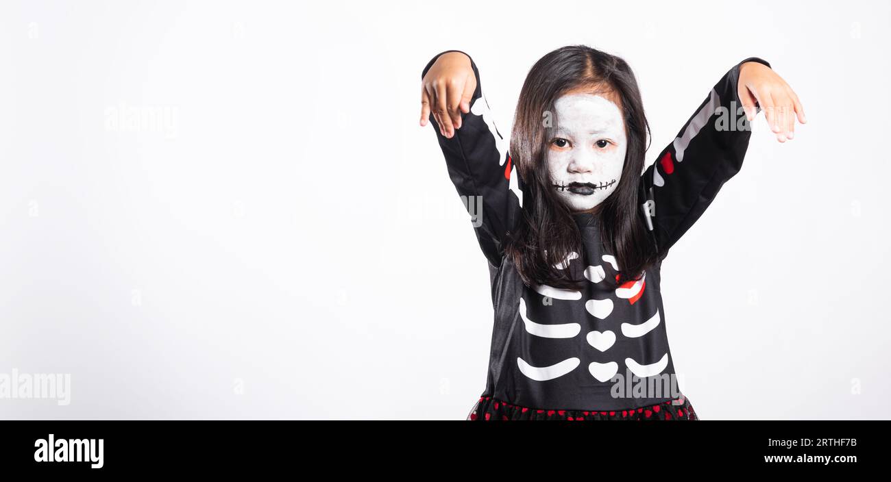 Child woman horror face painting make up for ghost scary Stock Photo ...