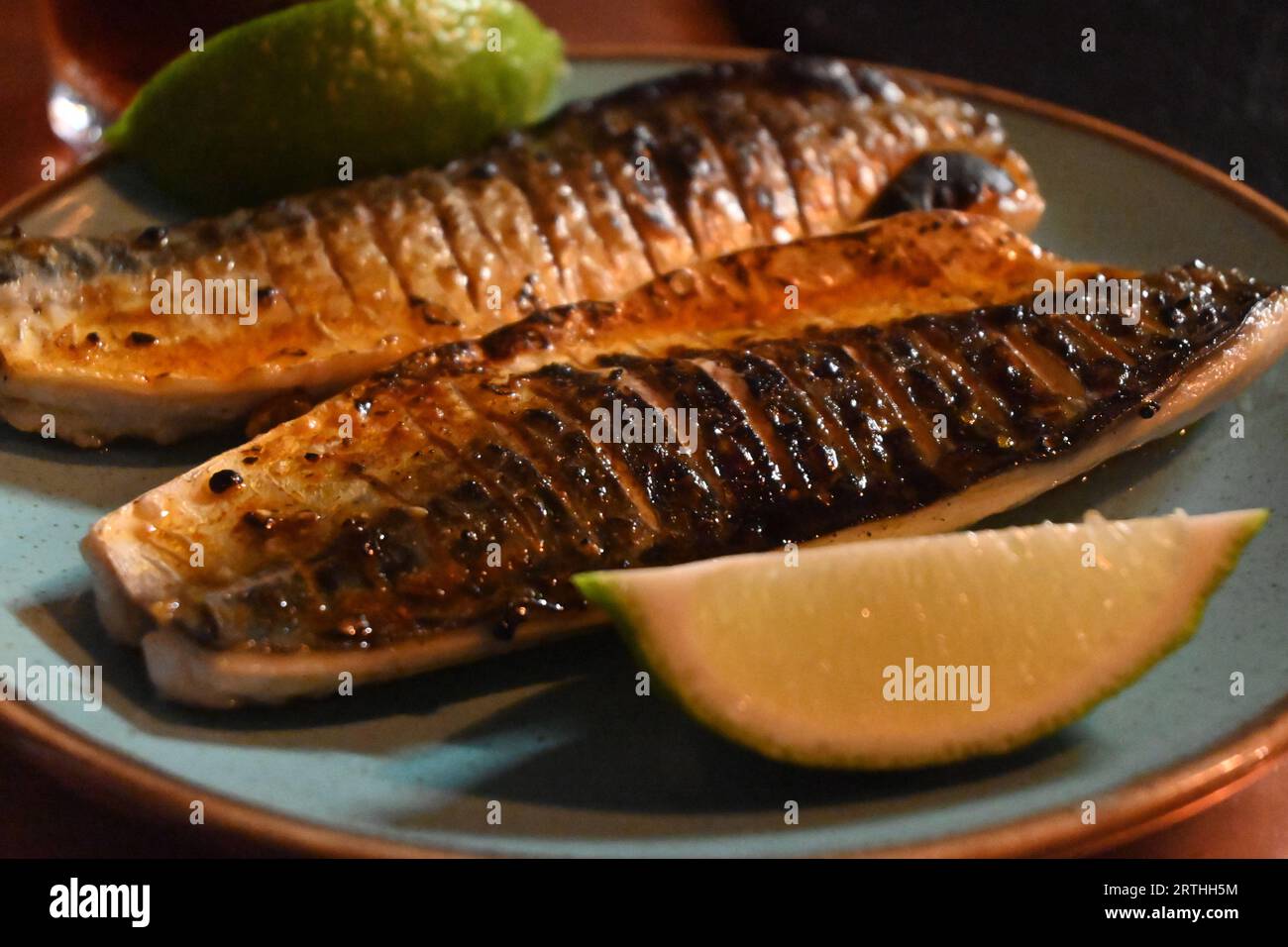 grilled mackerel fillets Stock Photo - Alamy