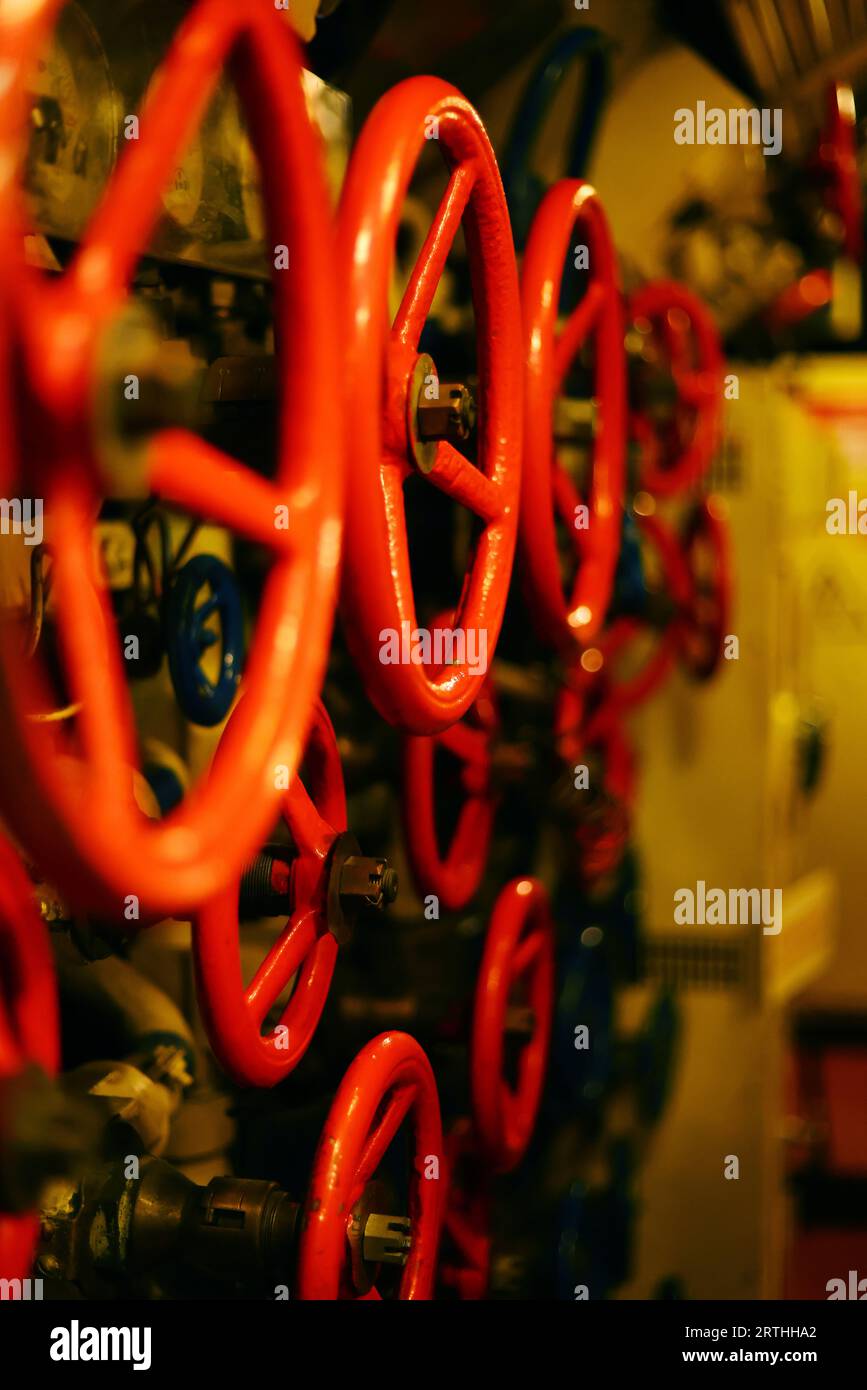 Structure of a submarine. Ships valves, main engine - engineering ...