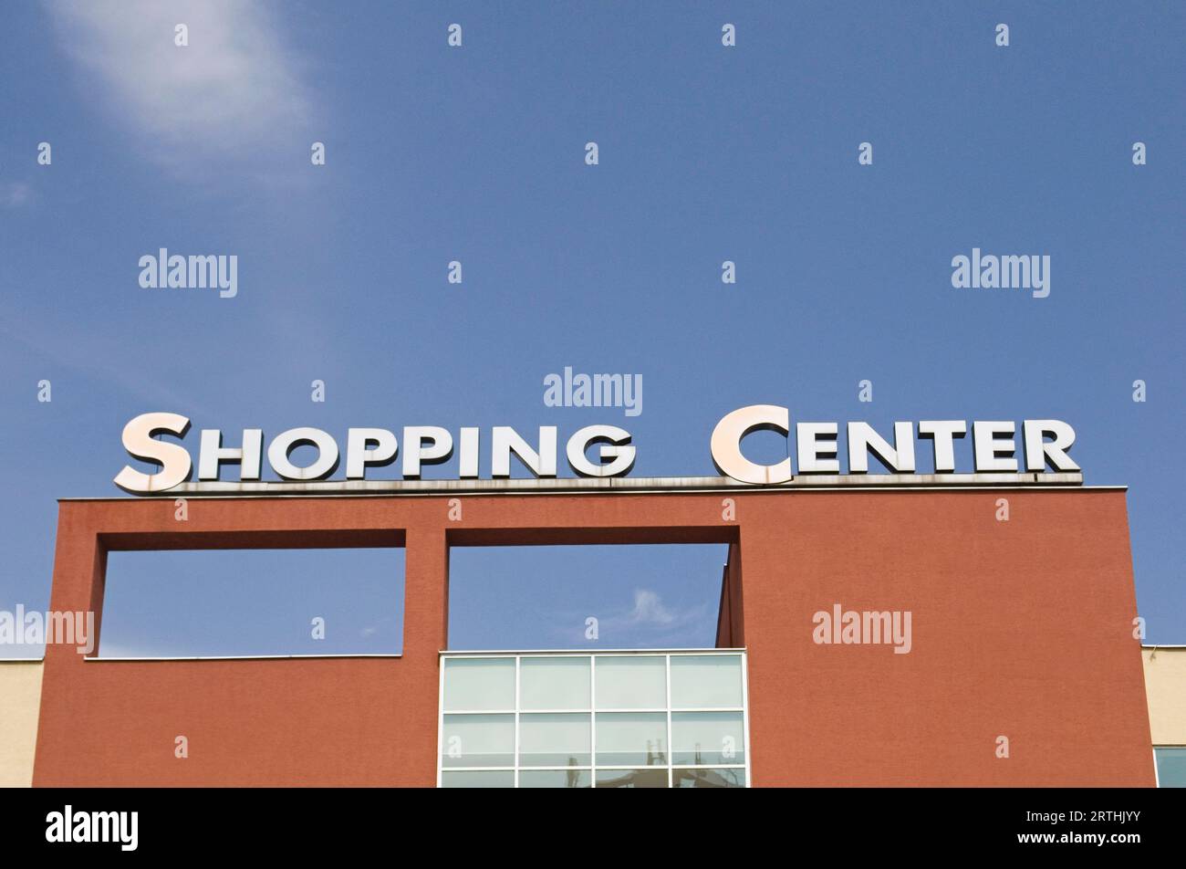 Shopping Center building sign Stock Photo - Alamy