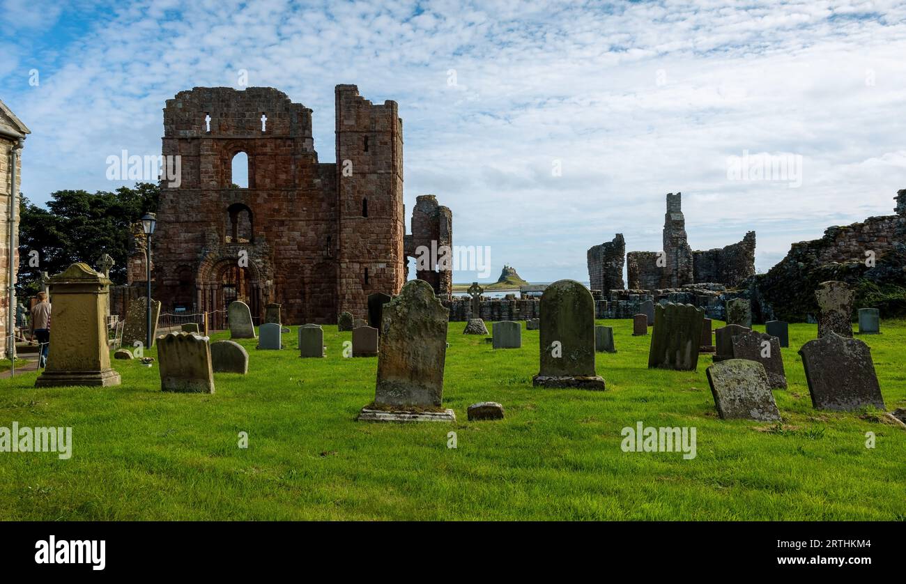 Lindisfarne Priory and Castle on Holy Island, Northumberland, England ...
