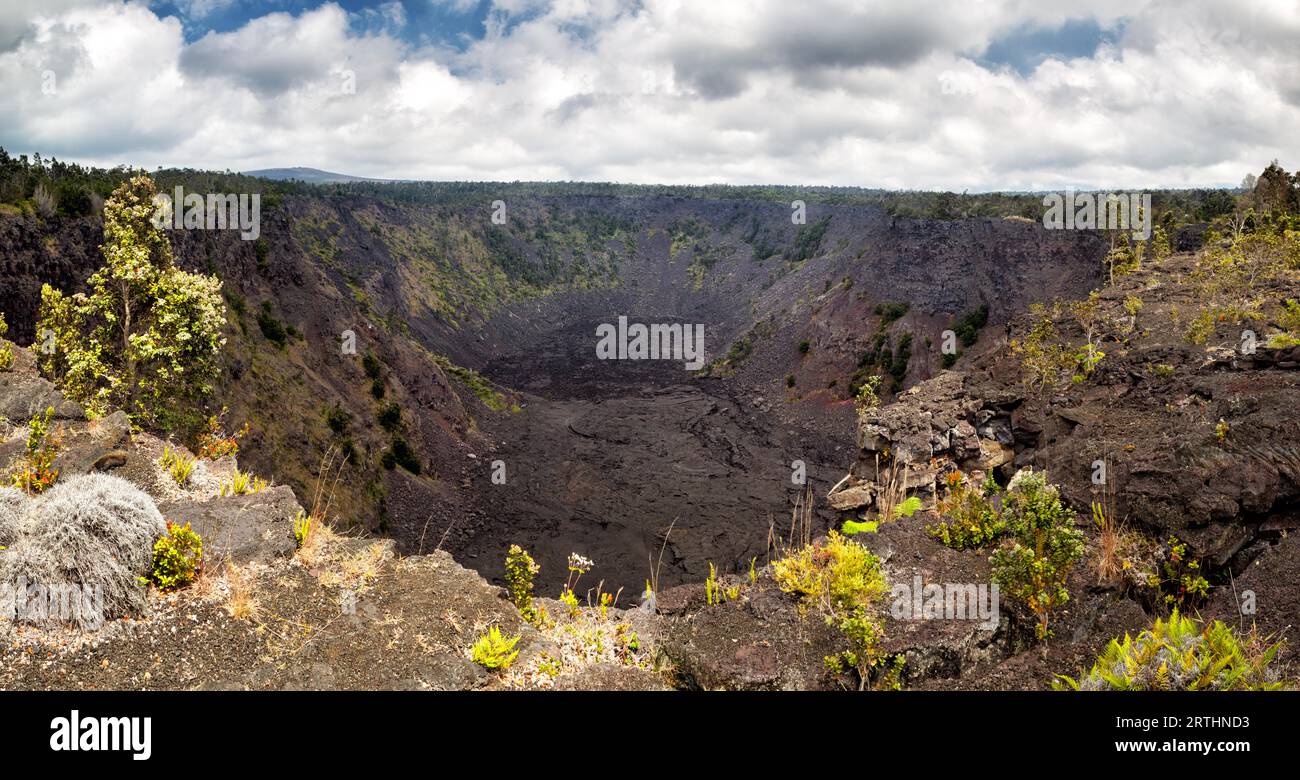 Pauahi Crater, an extinct volcanic crater on the Chain of Craters Road ...