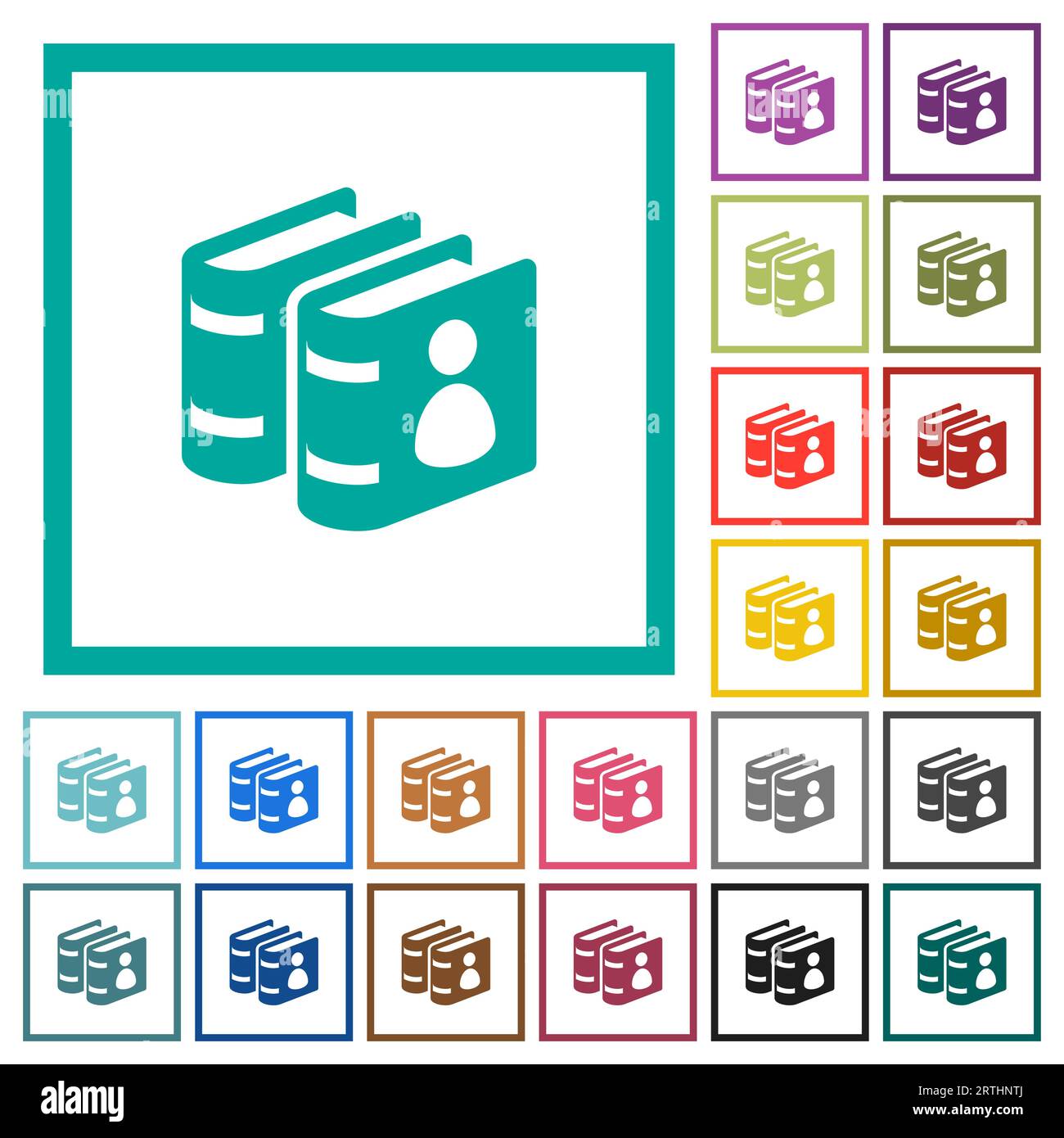 User guide books flat color icons with quadrant frames on white ...