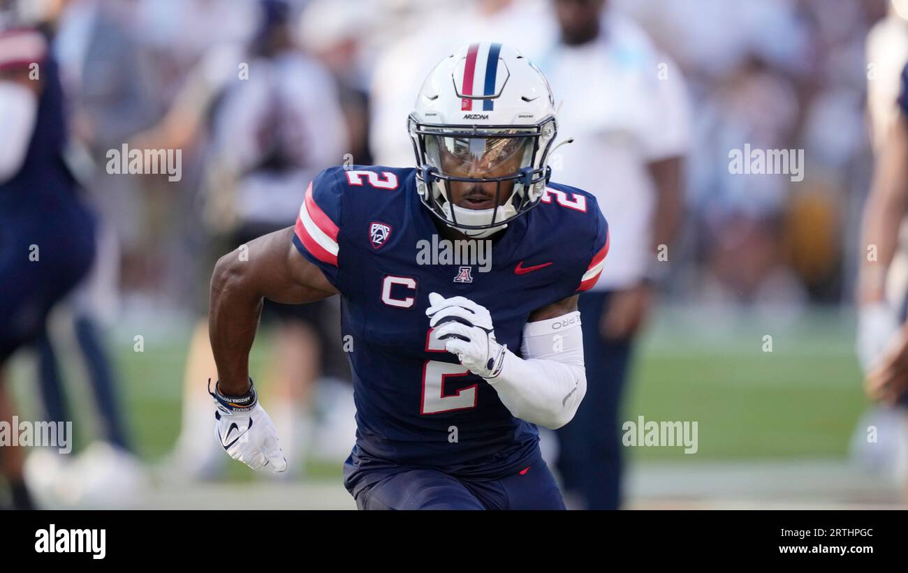 Arizona wide receiver Jacob Cowing (2) runs a pass route in warmups ...