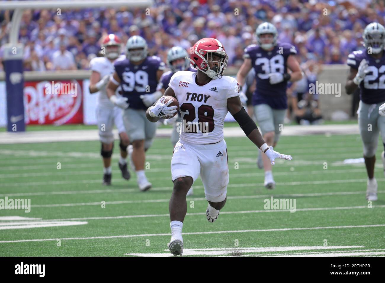 Troy running back Kimani Vidal (28) carries against Kansas State during ...