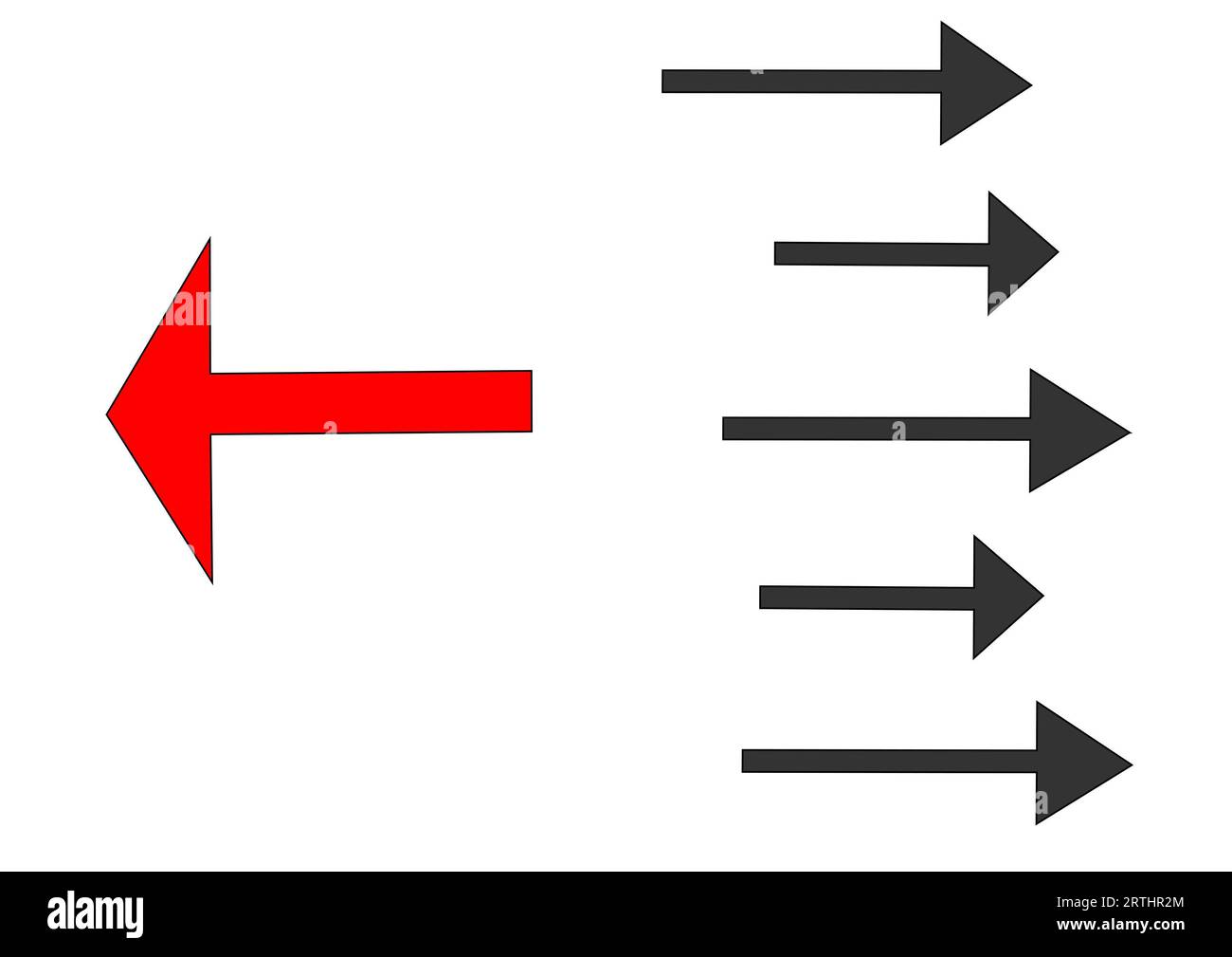 Black arrows pointing right, red arrow pointing left, white background ...