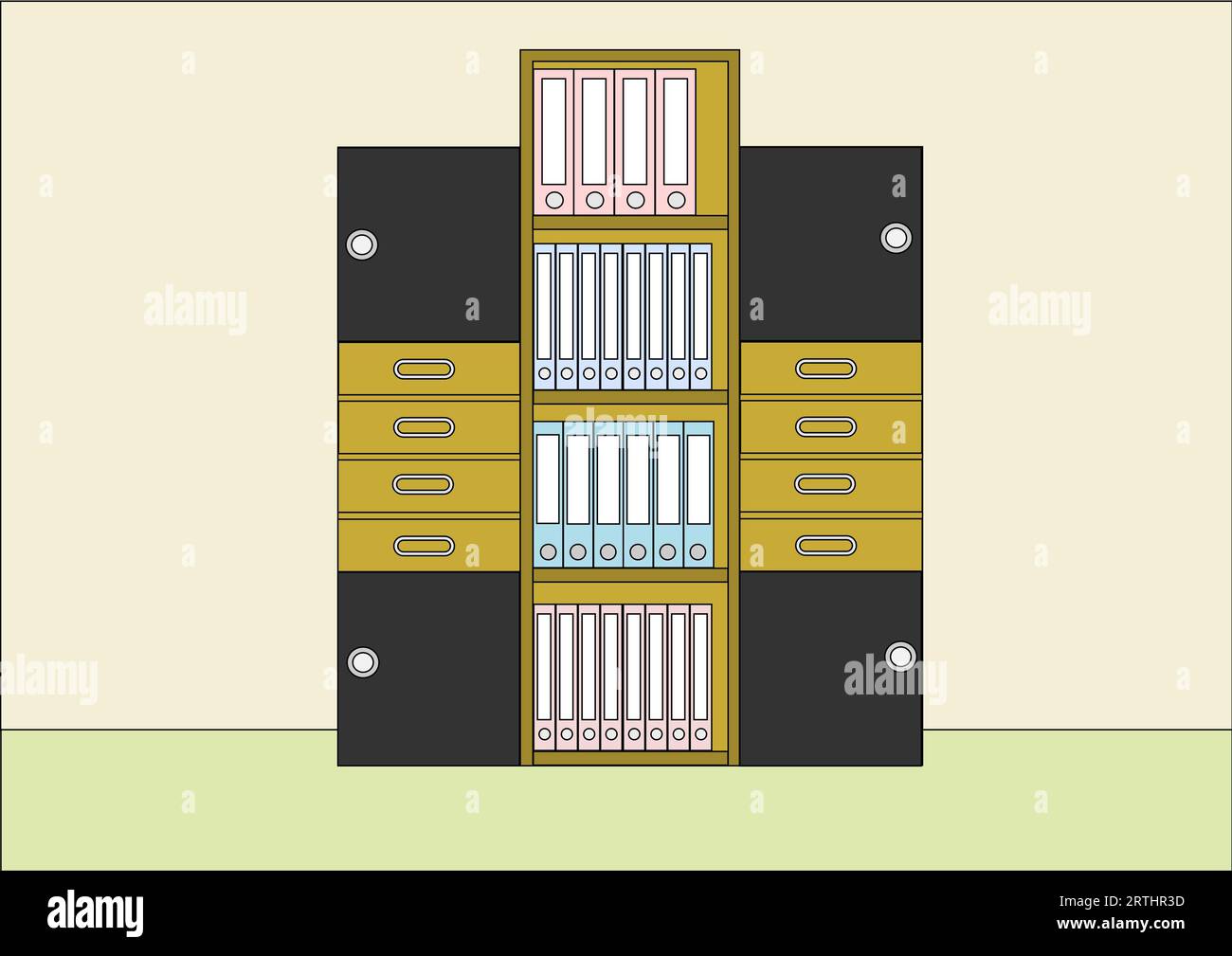 Filing cabinets with folders, illustration Stock Photo - Alamy