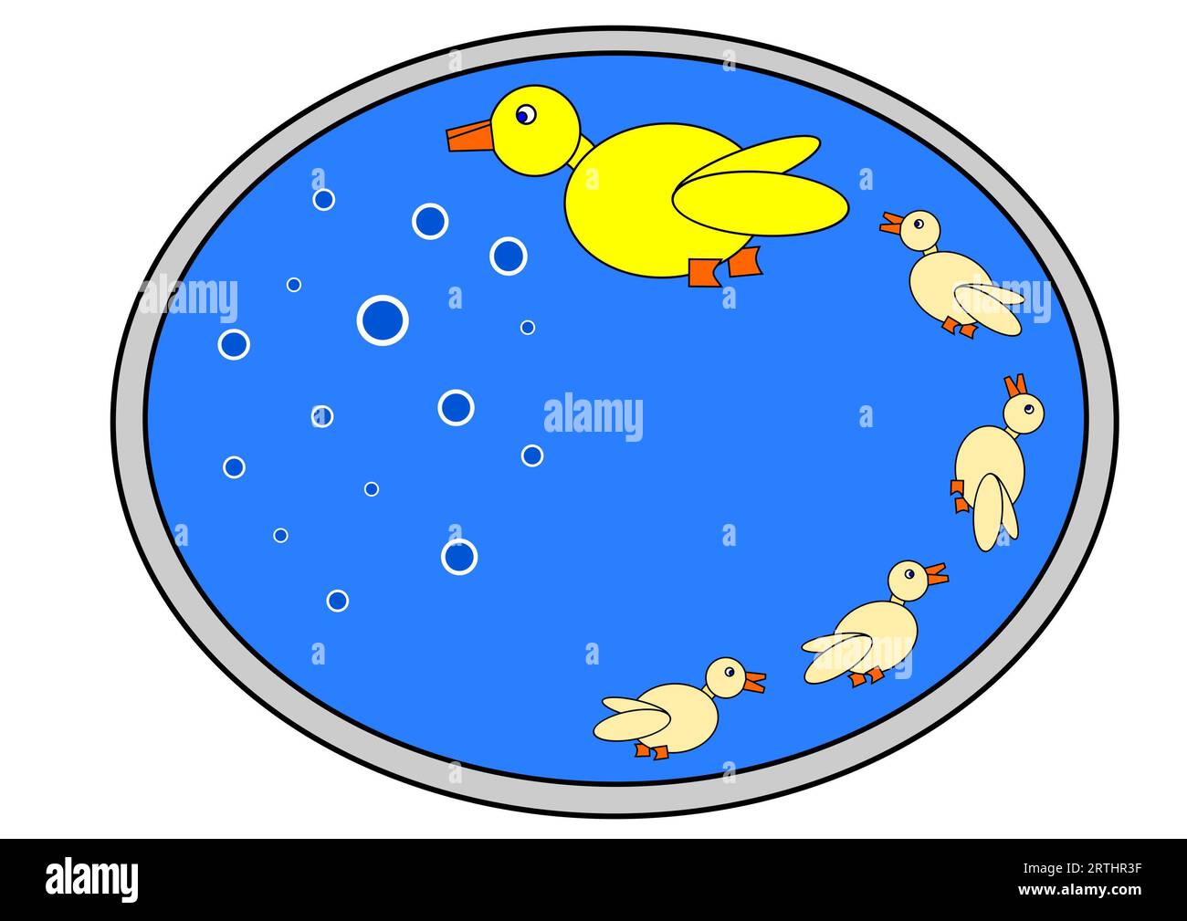 Mother duck with young swimming in a pool, illustration Stock Photo - Alamy