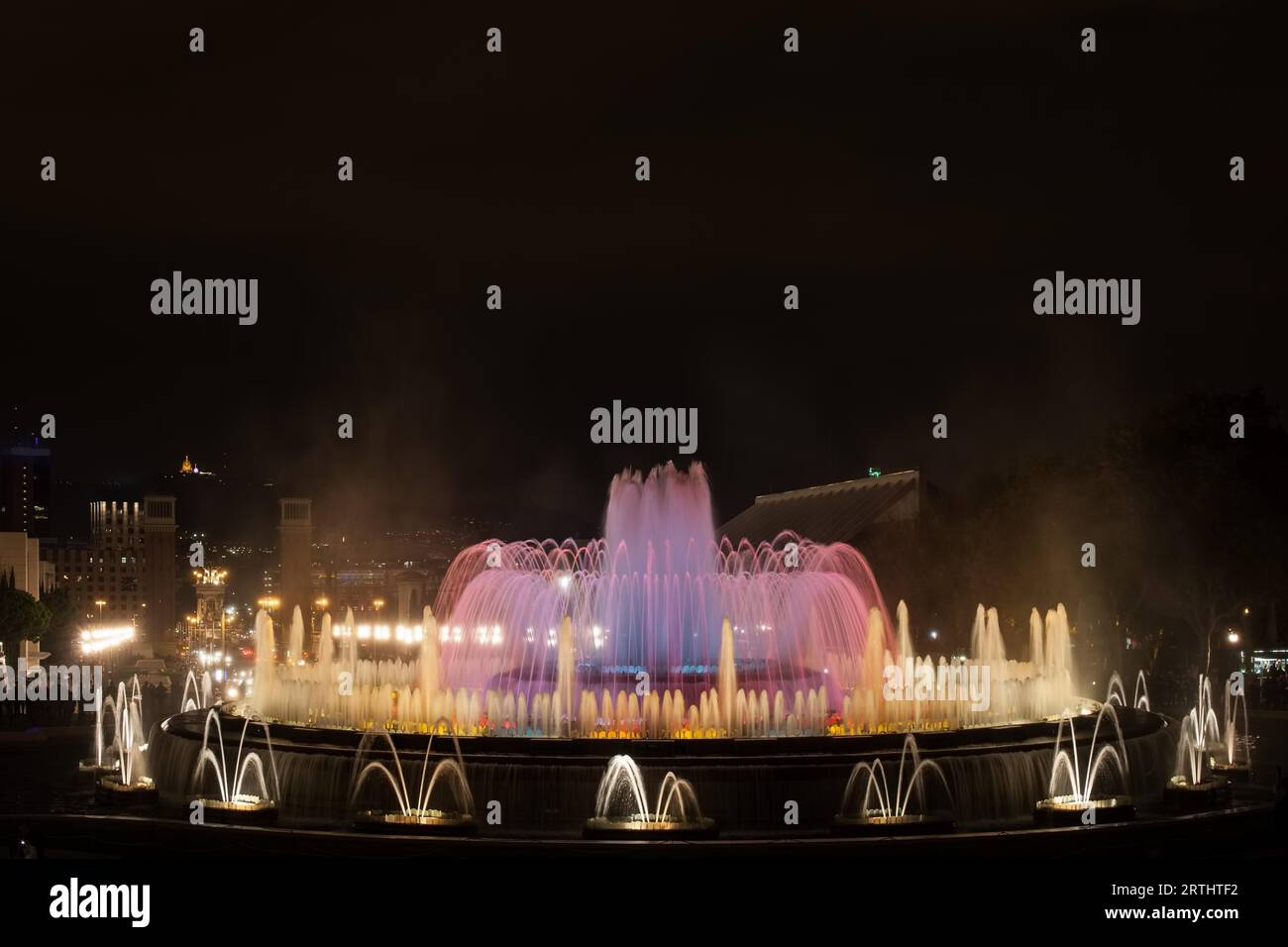 Spain, Barcelona, Magic Fountain illuminated at night Stock Photo - Alamy